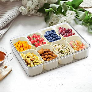2 Pack Snackle Box with Clear Lids and Handle, Divided Serving Tray Portable Snack Platter No-Spill Snack Box Charcuterie Container Organizer for Travel, Salad Bar, Fridge, Camping, Fishing, Party
