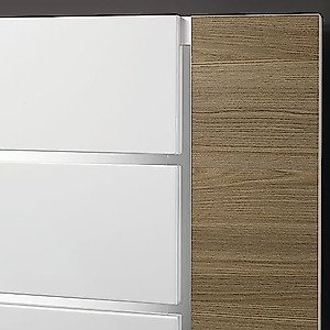 Furniture of America Valentina Modern Solid Wood Two-Tone Panel Bedroom, Guest Room Bed, California King, White and Natural Brown