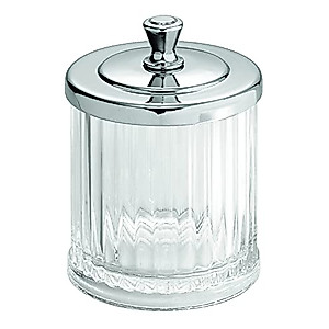iDesign Alston Bathroom Vanity Canister Jar for Cotton Balls, Swabs, Cosmetic Pads - Clear/Chrome 3.5" x 3.5" x 5.1"