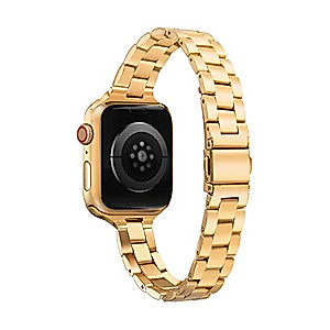 Camofit Compatible with Apple Watch Band 38mm 40mm 41mm, Metal Stainless Steel Adjustable Replacement Watchband Compatible with iWatch Ultra SE Series 8 7 6 5 4 3 2 1 (41mm 40mm 38mm, Gold)