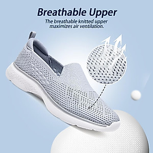 Zuwoigo Women Casual Slip-on Walking Running Shoes - Breathable Workout Gym Work Sneaker 7 B(M) US Light Gray