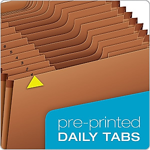 Globe Weis Globe-Weis/Pendaflex Heavy Duty Expanding File, Open Top, 1/3 Cut Tabs, 31 Daily Pockets, Brown, Legal Size (R219DHD)