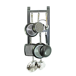 Rogar Ultimate Wall Mounted Pot Rack Vertical/Horizontal in Hammered Steel