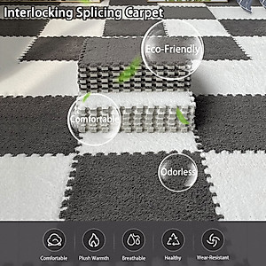 16pcs Plush Interlocking Foam Floor Mats, Keep Warm Carpet, Interlocking Floor Tiles, 12x12inch Puzzle Play Mats for Bedroom Play Room(Color:Dark Coffee Grey)