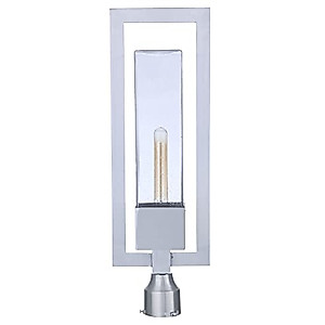Craftmade ZA4025-MN Perimeter Metal Framed Clear Seeded Glass Globe Rectangular Outdoor Post Mount, 1-Light 60 Watt, 25"H x 8"W, Midnight