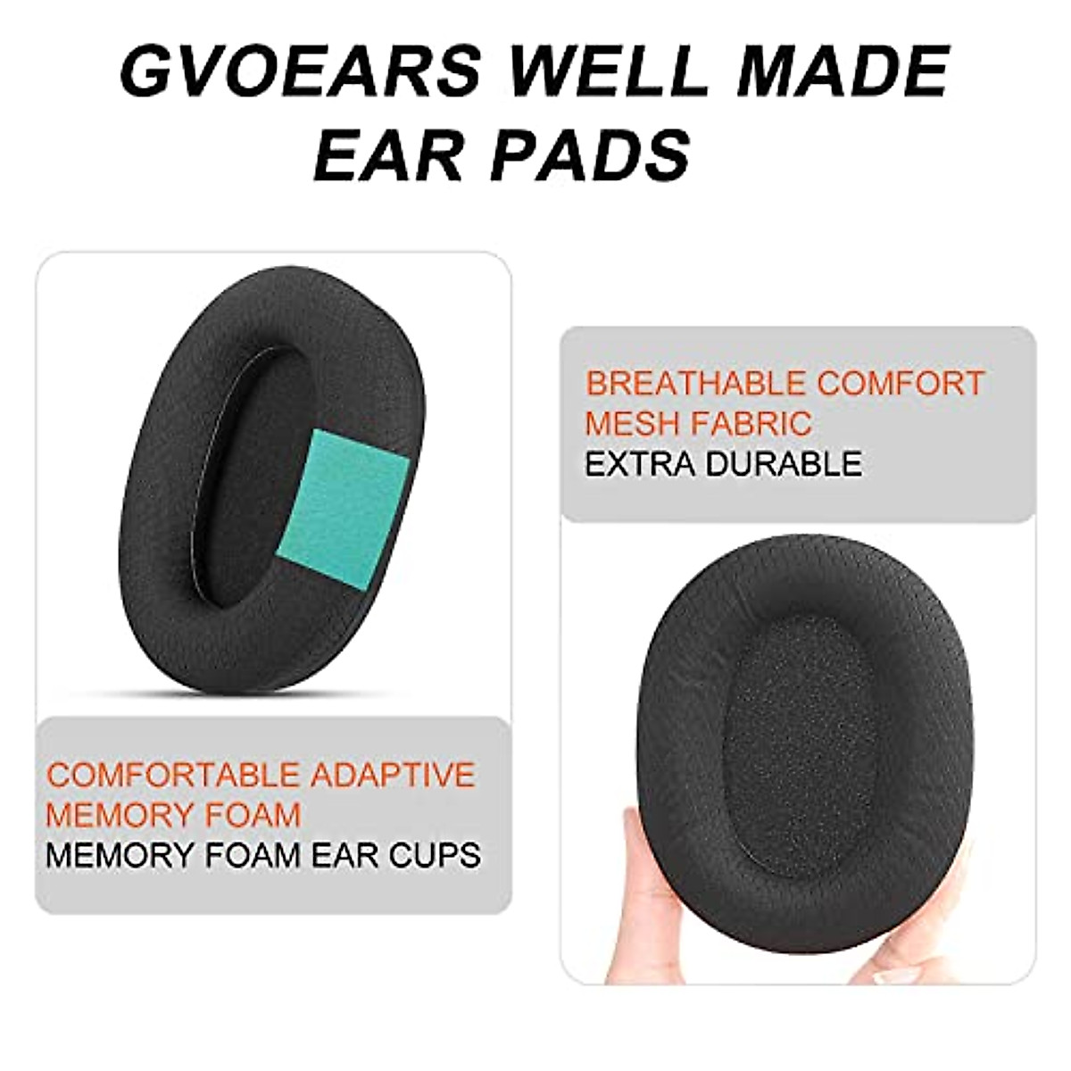 GVOEARS Replacement Ear Cushions for Razer BlackShark V2 / BlackShark V2 Pro Gaming Headset, Mesh Fabric Ear Pads Earmuffs Softer Memory Foam Noise-isolating Ear Cups Easy Installation
