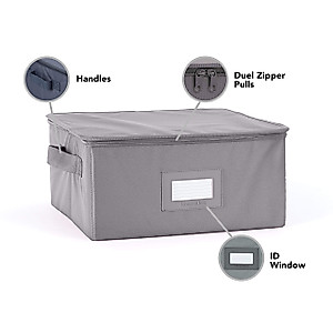 Covermates Keepsakes - Zip-Top Storage Box - Heavy Duty Polyester- Reinforced Handles - Stackable Design - Indoor Storage-Graphite