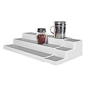 Madesmart Shelf Organizer Cabinet Collection, Fit Shelves, Soft-Grip Surface, Non-Slip Feet & BPA-Free, Large, White Expandable