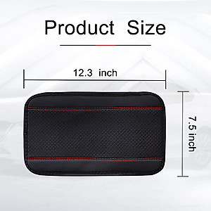 Miytsya Four Seasons Universal Armrest Box Mat, Fiber Leather Embossing, Waterproof, Car Armrest Seat Cover (Red)