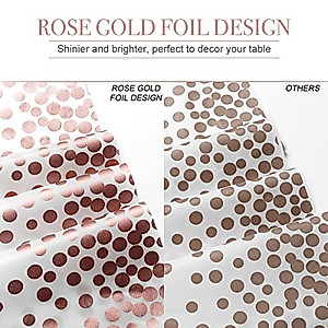 HOMIX Plastic Tablecloths for Rectangle Tables, 6 Pack Disposable Party Table Cloths, Rose Gold Dot Confetti Rectangular Table Covers with 30 Balloons for Parties Wedding Bridal Shower, 54" x 108"