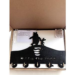 YSdesign Winnie The Pooh Key Hooks-Disney Wall Hooks Heavy Duty 22LB(Max),Wall Décor,Wood Coat Hooks, Key Holder,Key Hanger for Wall、Entryway and Kitchen