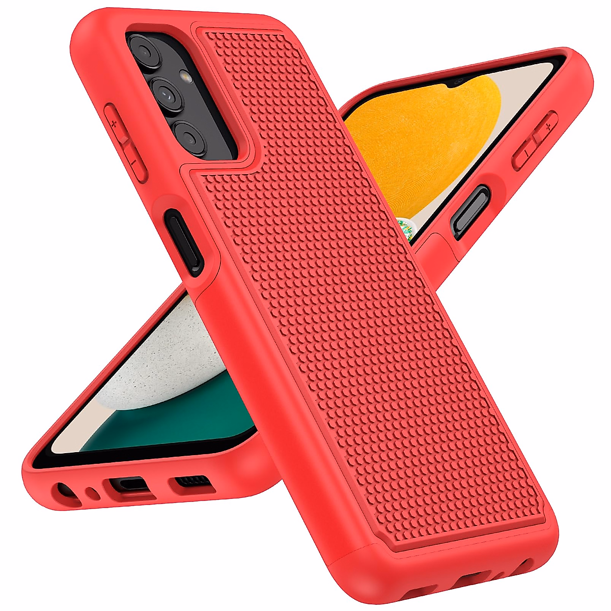 BNIUT for Samsung Galaxy A13 5G Case: Dual Layer Protective Heavy Duty Cell Phone Cover Shockproof Rugged with Non Slip Textured Back - Military Protection Bumper Tough - 6.5inch (Red)
