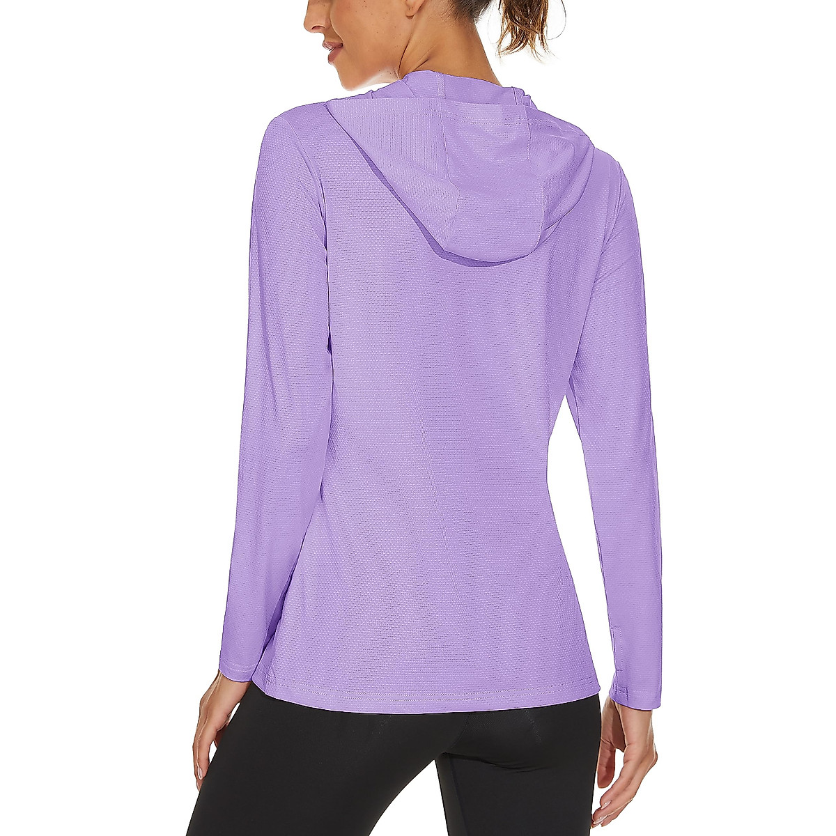 MAGCOMSEN Sun Hoodie Women UPF 50+ Long Sleeve UV Shirts Quick Drying Rash Guard Hiking Light Purple M