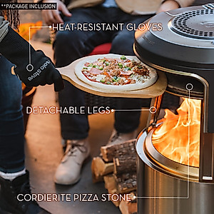 Solo Stove Bonfire Pi Fire | Pizza Oven Accessory for Bonfire Fire Pit, Incl. Carry Case & Cordierite Pizza Stone, Wood Burning Assembly, Stainless Steel, (H x Dia): 16.9 x 19.3 in, 19.6 lbs