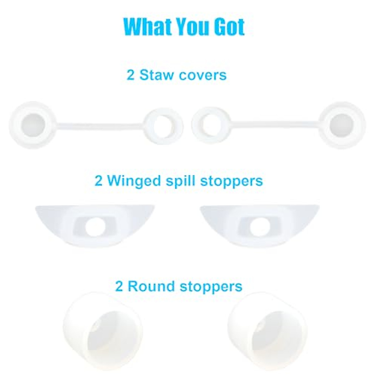 Silicone Spill Proof Stoppers Set Compatible For Stanley H2.0 40oz & 30oz Tumbler, Leakproof Seal Set Including 2 Wingled Spill Stoppers/2 Round Stoppers/2 Straw Covers, Stanley Cup Accessories-2.0