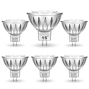 ALIDE MR16 Led Bulbs 15 Degree 15° Narrow Beam Angle,GU5.3 MR16 20W 35W Halogen Equivalent,5W,450LM,2700K Soft Warm White,12V Low Voltage MR16 Led Bulbs for Landscape Ceiling Track Lighting,6Pack