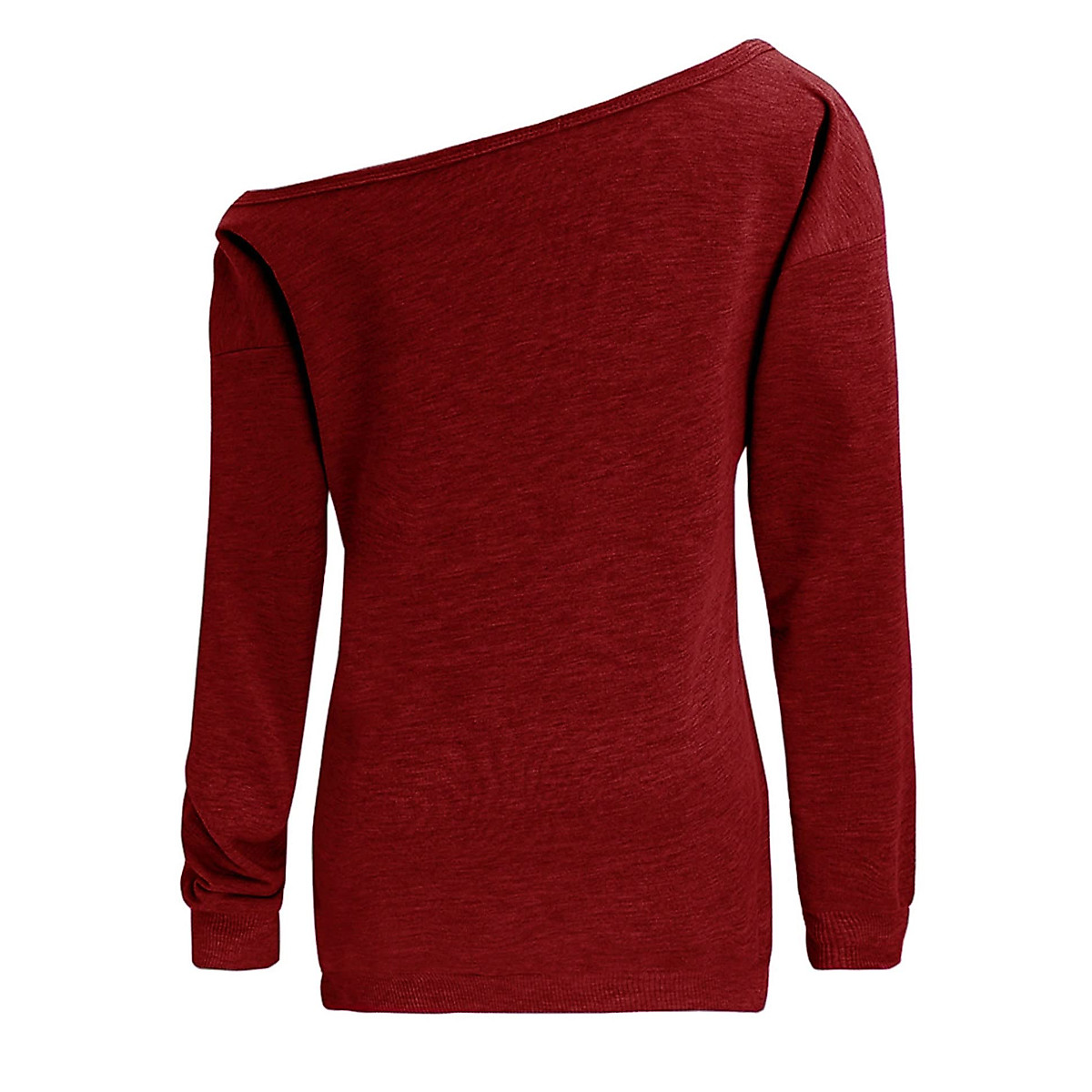 lymanchi Women Off Shoulder Sweatshirt Wide Neck Long Sleeve Slouchy Pullover Top 107 Wine Red 2X