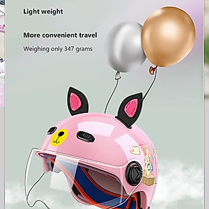 Cute Kids Motorcycle Half Helmet with Cat Ears, Child Ultra-Thin Half Shell Motorcycle Open Face Helmet Youth Moped Cap for 2-14 Years Old ATV Cruiser Scooter Helmet DOT Approved-B||54-60CM