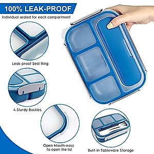 27Pcs Bento Box Kids,XIANKE Lunch Box Kit,1300ML Container for Kids/Adult/Toddler,Durable Leak-proof 4 Compartments Box with Spoon Fork Bag Accessories,Microwave Dishwasher Freezer Safe,BPA-Fre