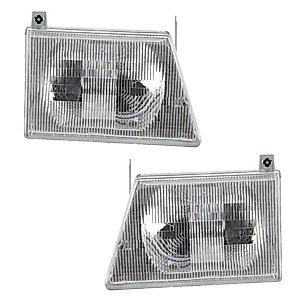 For Ford E150 / E250 / E350 Econoline Van Headlight Assembly 1997-2007 Pair Driver and Passenger Side Composite Type For FO2502153 | 6C2Z13008BA