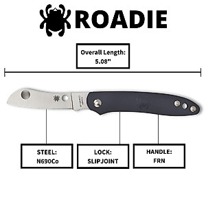 Spyderco Roadie Non-Locking Lightweight Knife with 2.09" N690Co Stainless Steel Blade and Durable Gray FRN Handle - PlainEdge - C189PGY