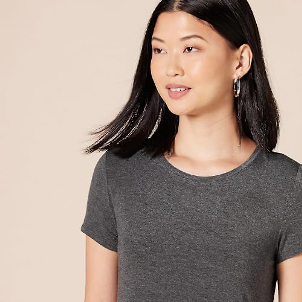 Amazon Essentials Women's Short-Sleeve Scoop Neck Swing Dress (Available in Plus Size), Charcoal Heather, XX-Large