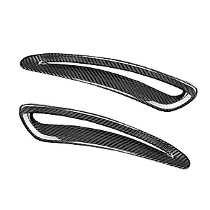 JSWAN Real Carbon Fiber Car Hood Vent Air Flow Intake Body Kits Decoration Panel Cover For GR Supra A90 2019-2023 Air Flow Intake Hood Scoop Bonnet Vent Cover (Bright Black with hole)