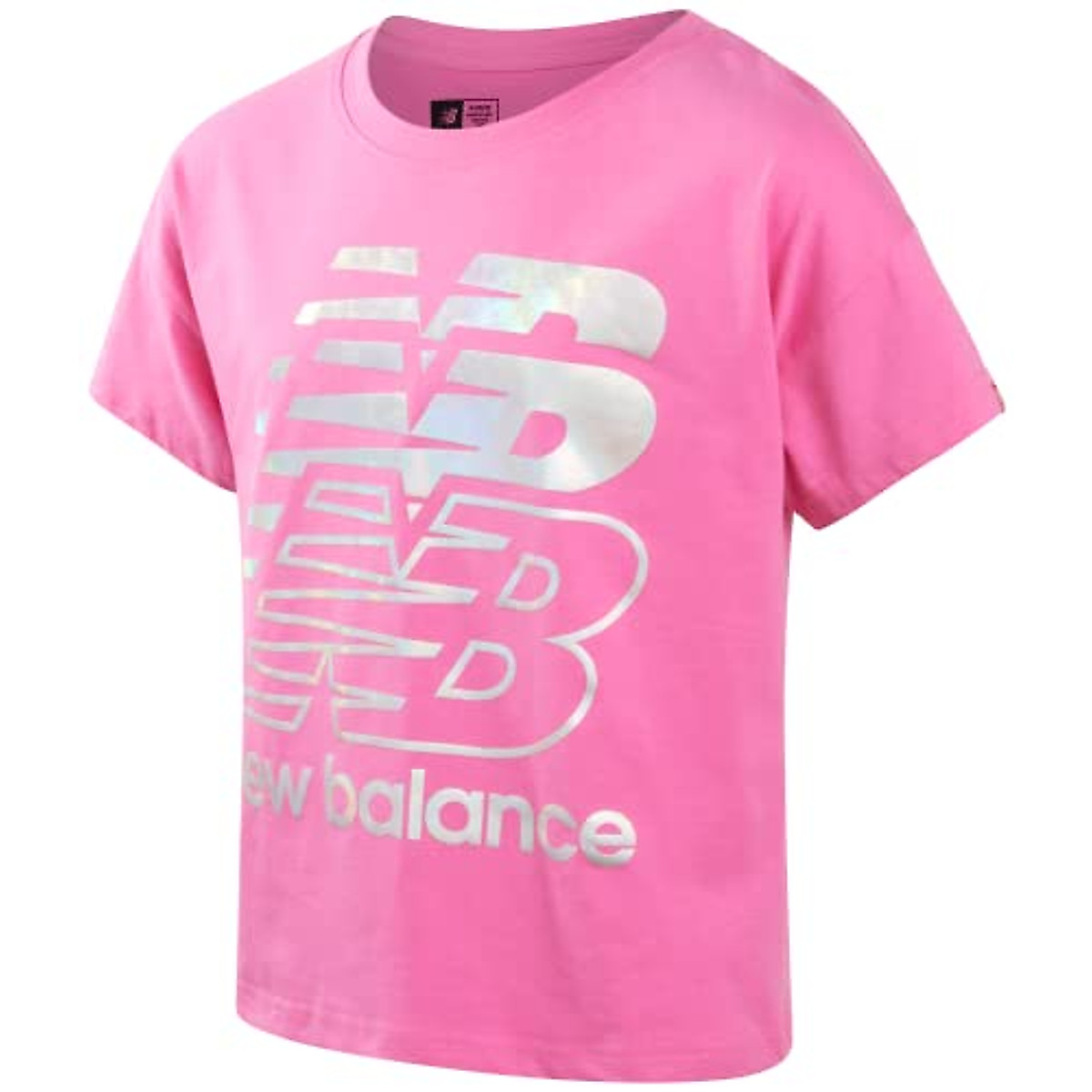 New Balance Girls' Legging Set - 4 Piece Short Sleeve T-Shirt and Leggings Set (7-16), Size 7-8, Black/Pink