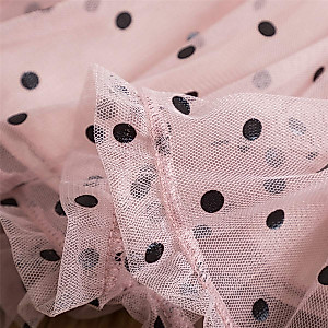 TTYAOVO Princess Girl Lace Dress Casual Flower Girls Baby Polka Dots #226_A Pink 6-7 Years