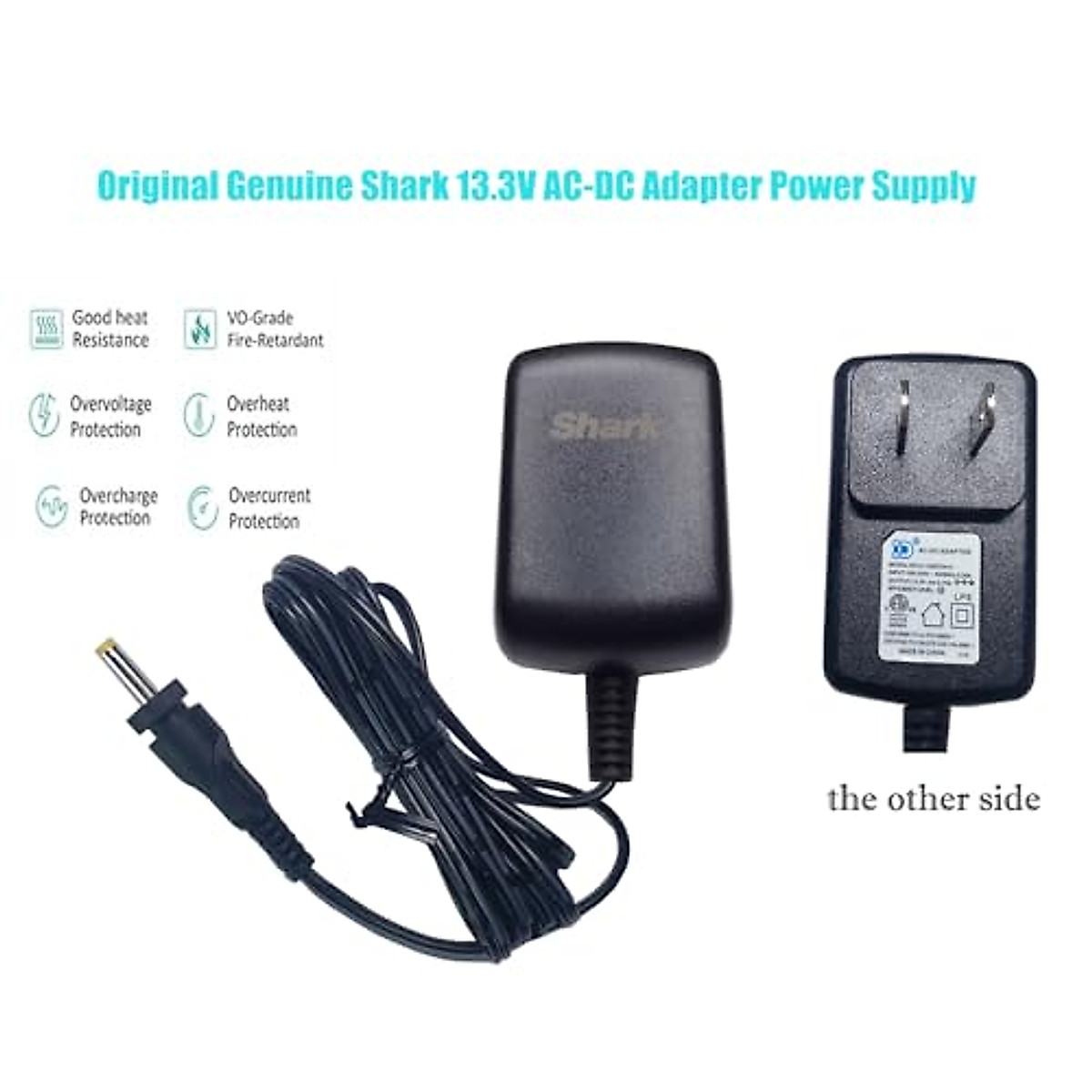 OEM Genuine Shark 13.3V 0.75A AC-DC Adapter for Shark CH950 14 CH95014 U4 66 CH950UKT CH950C CH955 Ultra Cyclone Pet Pro 10.8V Li-ion Battery UltraCyclone Cordless Vacuum Vac XCHRGCH950 Power Charger