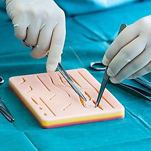Complete Suture Practice Kit for Suture Training, Including Large Silicone Suture Pad with pre-Cut Wounds and Suture Tool kit (52 Pieces) Including Case, 3rd Generation Model. (Education Use Only)