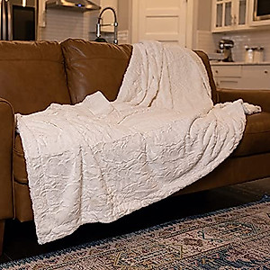 GRACED SOFT LUXURIES Softest Warm Elegant Cozy Faux Fur Home Throw Blanket (Solid Ivory, Extra Large 60" x 80")