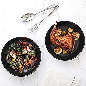 Selamica Ceramic 7.8 inch pasta bowls, 26 Ounce large serving porcelain salad soup bowls, dishwasher microwave safe, set of 6 (Black)