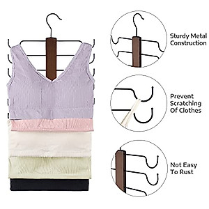 Mkono Tank Top Hanger Set of 2 Bra Hangers for Closet Organizer Space Saving Sports Bra Holder Organizer for 12 Bras Storage Wooden 360° Rotating Hanger for Tank Tops, Bras, Camisoles, Swimsuit