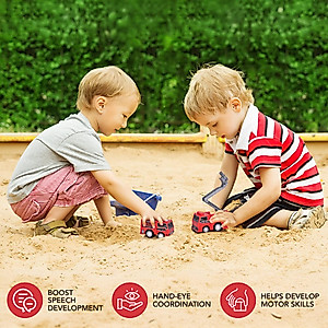 ArtCreativity Mini Pullback Fire Truck Toys (Bulk Pack of 24) Firefighter Birthday Party Supplies, Firetruck and Fireman Party Favors, Goodie Bag Fillers for Kids Ages 3+