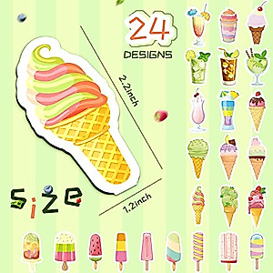 24 Pcs Magnetic Bookmarks Cute Bookmarks for Kids Summer Bookmarks Ice Cream and Cold Drink Theme Double Magnet Page Markers Bookmarks for Women Girls Students Teacher End of Year Student Gifts