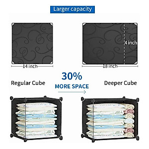 MAGINELS Portable Wardrobe Closets - 14"x18" Depth (16 Cubes) Cube Storage, Bedroom Armoire, Wardrobe Storage Closet, Clothes Dresser, Closet Storage Organizer, Black