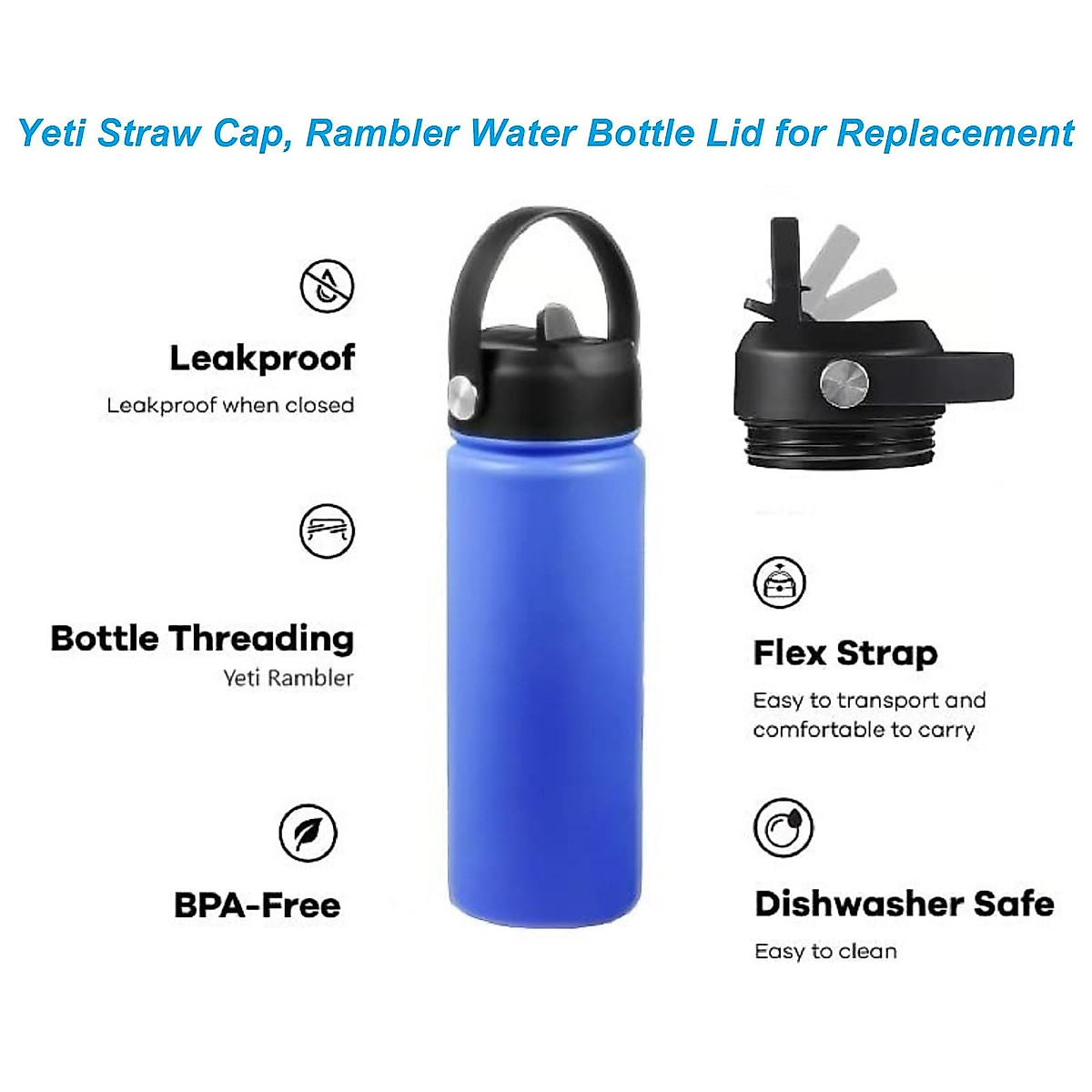 Straw lid for Yeti Rambler 18 26 36 64 oz, Lid with Straws and Flexible Handle, Replacement Cap for Yeti 18oz 26oz 36oz 64oz Rambler Water Bottle Straw Cap, Sandstone Pink