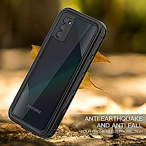 Samsung Galaxy A02S Waterproof Case with Built-in Screen Protector Dustproof Shockproof Drop Proof Heavy Duty Phone Case, Rugged Full Body Underwater Protective Cover for Samsung Galaxy A02S - Black