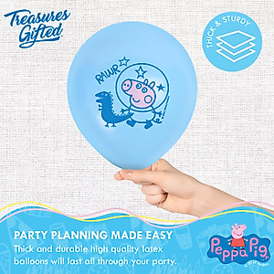 Treasures Gifted Peppa Pig Balloon - 12 Pack - 12in Latex Peppa Pig Party Balloons - Peppa Pig Party Decorations - Officially Licensed Peppa Pig Birthday Party Supplies - Peppa Pig Balloons