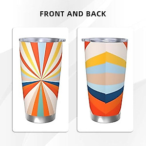 AYCZN Colorful Rays 20 OZ Tumbler Stainless Steel Travel Coffee Mug, Rainbow Insulated Water Bottle with Lid and Straws Leakproof Thermal Cup