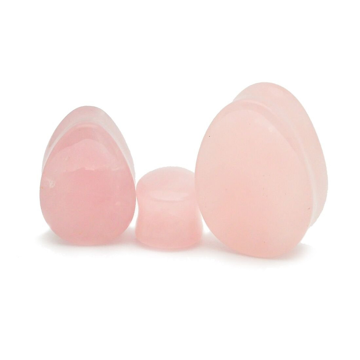 Mystic Metals Body Jewelry Rose Quartz Stone Teardrop Plugs - Sold as a Pair (7/8" (22mm))