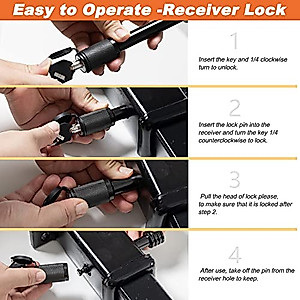 CZC AUTO Hitch Lock Set Dia 5/8 Inch Trailer Hitch Receiver Pin Lock Keyed Alike for Class III IV 2" and 2-1/2" Receiver Dia 1/4 Inch Hitch Coupler Lock with 2-1/2 Inch Span Fit Latch-Type Couplers