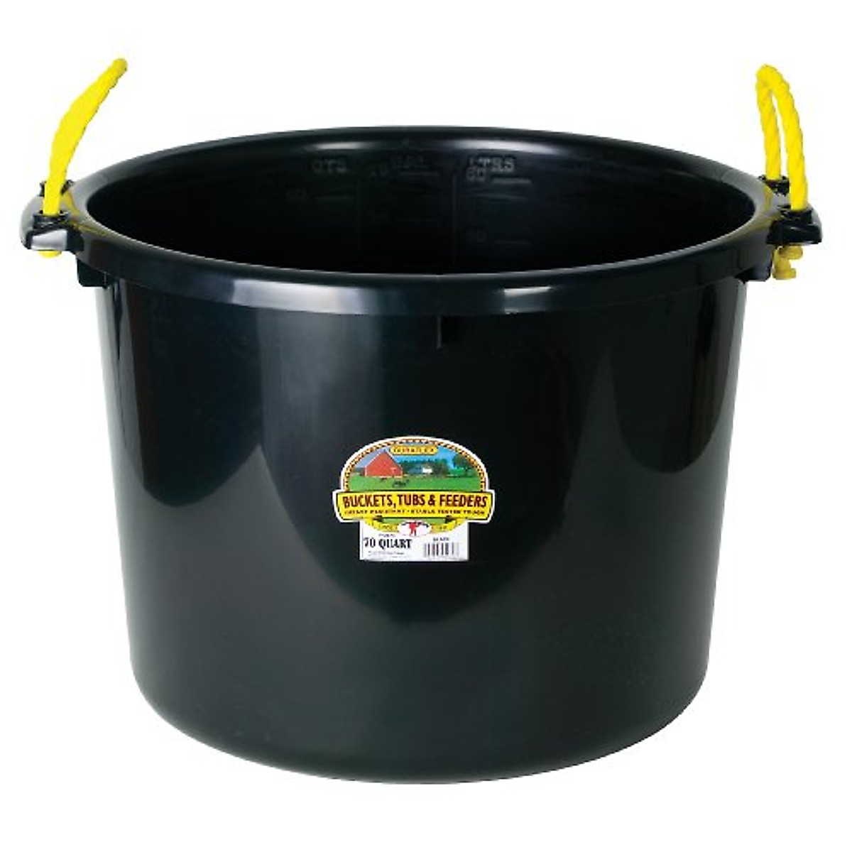 Plastic Muck Tub (Black) - Little Giant - Durable & Versatile Utility Bucket with Handles (70 Quart) (Item No. PSB70BLACK)