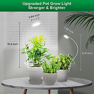 SANSI Grow Lights for Indoor Plants, Pot Clip LED Plant Light for Growing Full Spectrum, Plant Growing Lamp with 4-Level Dimmable, Auto On Off 3 6 12 Hrs Timer for Pot Plants, White 10W 1-Pack