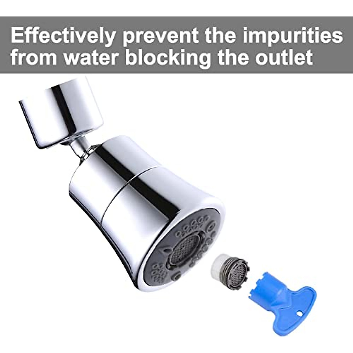 SunDins Chrome 720 Degree Swivel Sink Faucet Aerator ,Big Angle Faucet Sprayer,Rotatable sink adapter Sprayer Attachment for Kitchen/Bathroom male or female thread - Easy Install (2 balls joint)