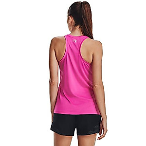 Under Armour Women's Tech Solid Tank Top, (652) Rebel Pink / / Metallic Silver, Medium