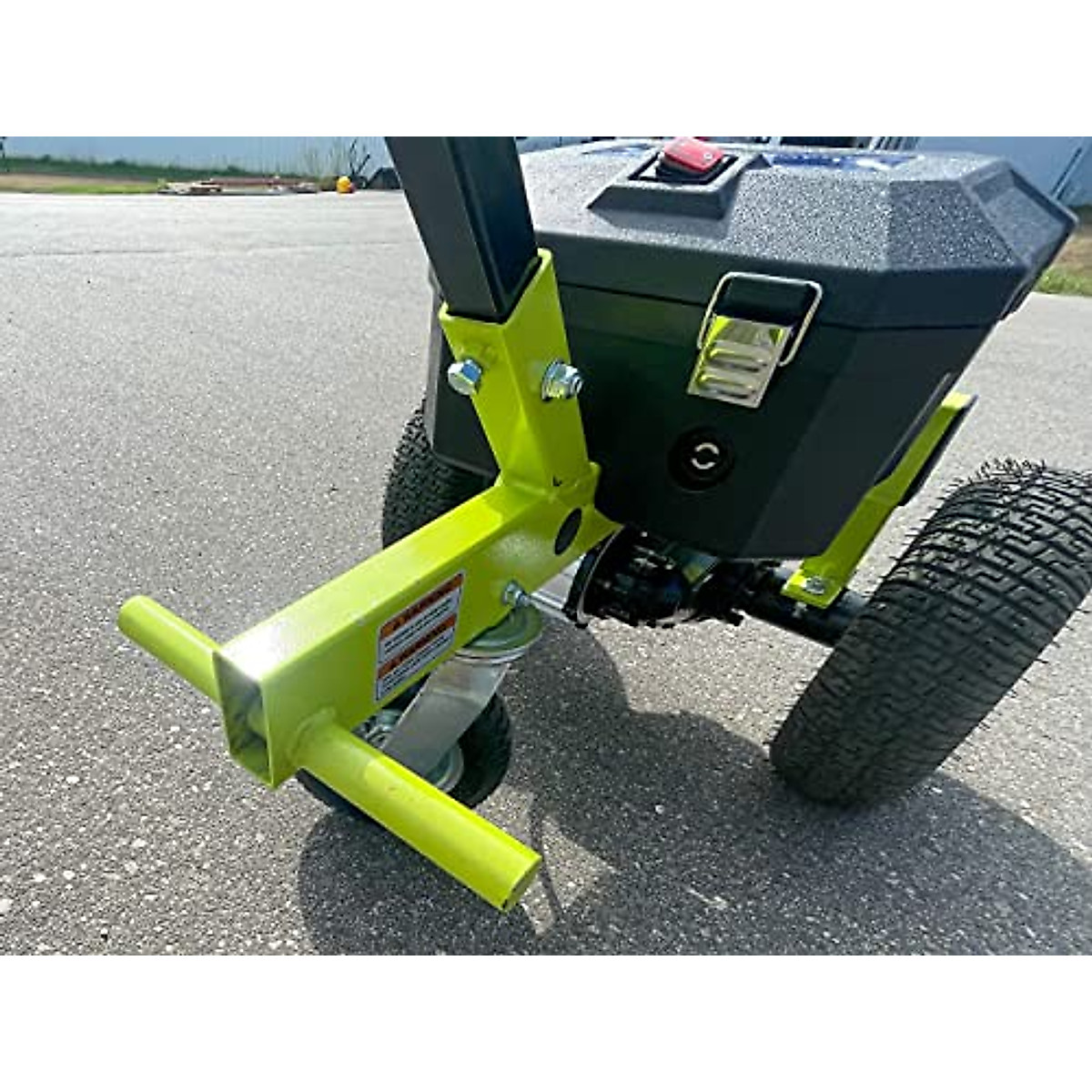 Tow Tuff TMD-35ETD8 Versatile Adjustable 3500 Lbs Capacity Variable Ball Height Electric Utility Dolly for Boats, Cargo Trailers, and More, Green, 3rd Wheel, Step for Leverage, Travels 1.5 MPH