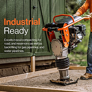 SuperHandy Jumping Jack Tamping Rammer 209cc 7HP 4-Stroke Gas Engine - 3500 lbs Impact Force, 137lbs Weight, 26" Max Compaction Depth, for Soil, Gravel, Footings, Concrete Slabs, and Foundations