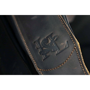 Iconic Leathers 3.25&quot; Wide Lightly Distressed Dark Brown Dual Padded Leather Guitar and Bass Strap IL-5DBrn